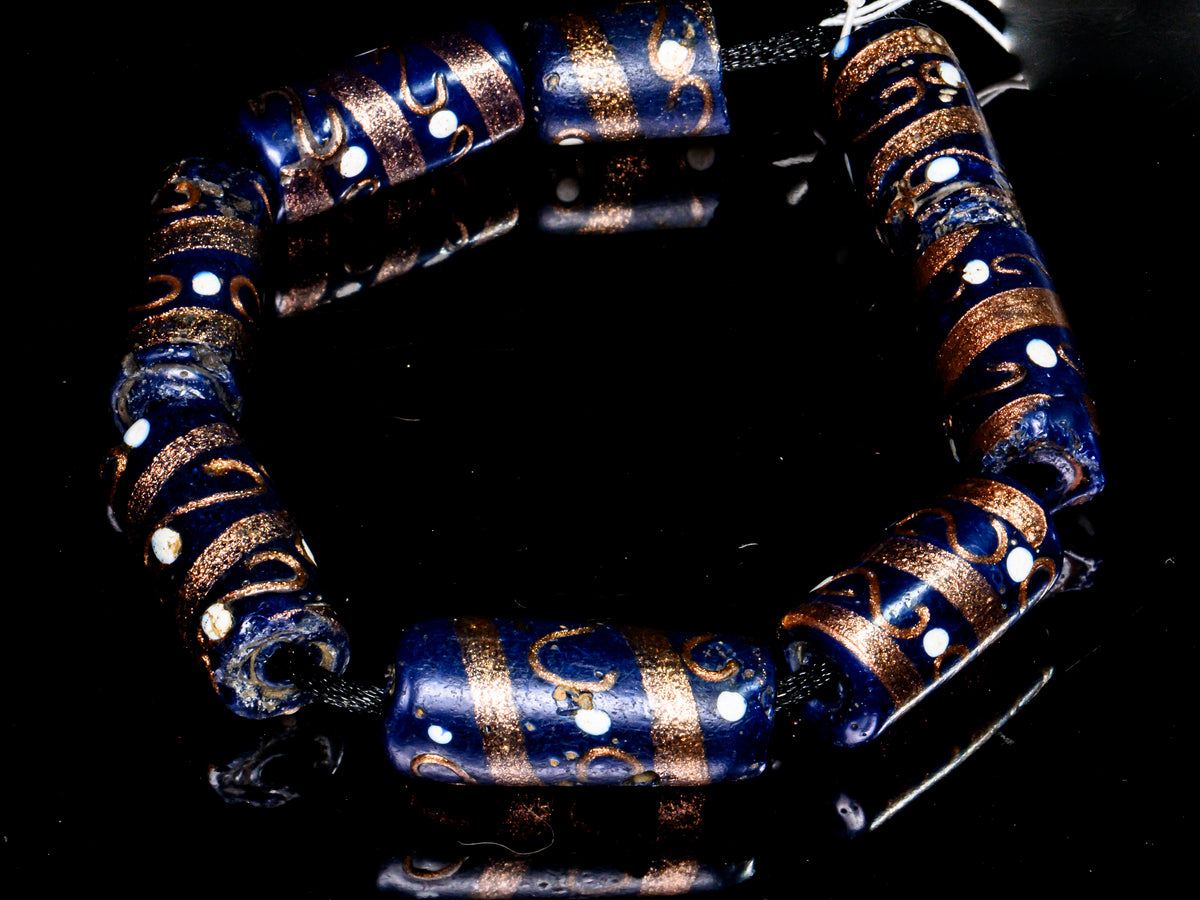 Rare cobalt blue and aventurine Venetian African Trade Beads ...