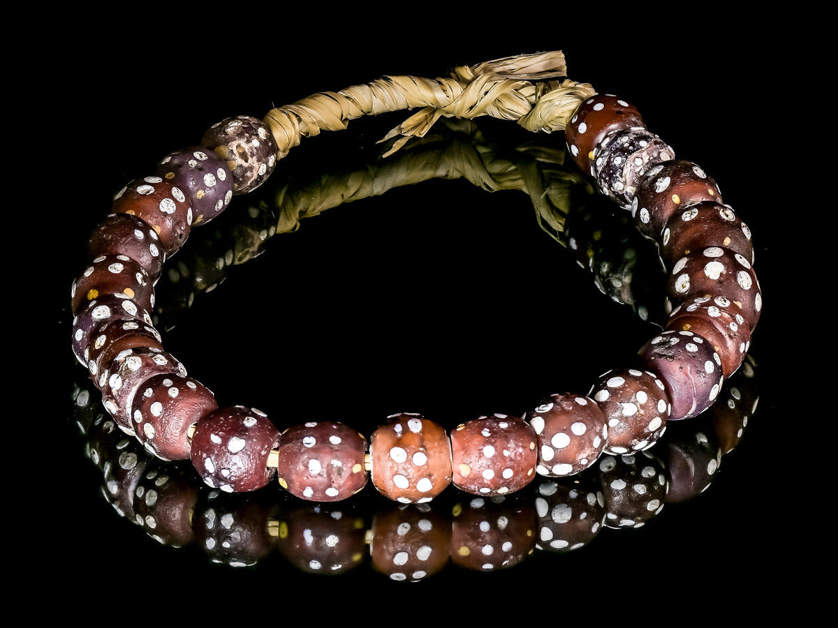 Strand of Rare Antique Cornaline D'Aleppo White Heart Venetian Beads ...