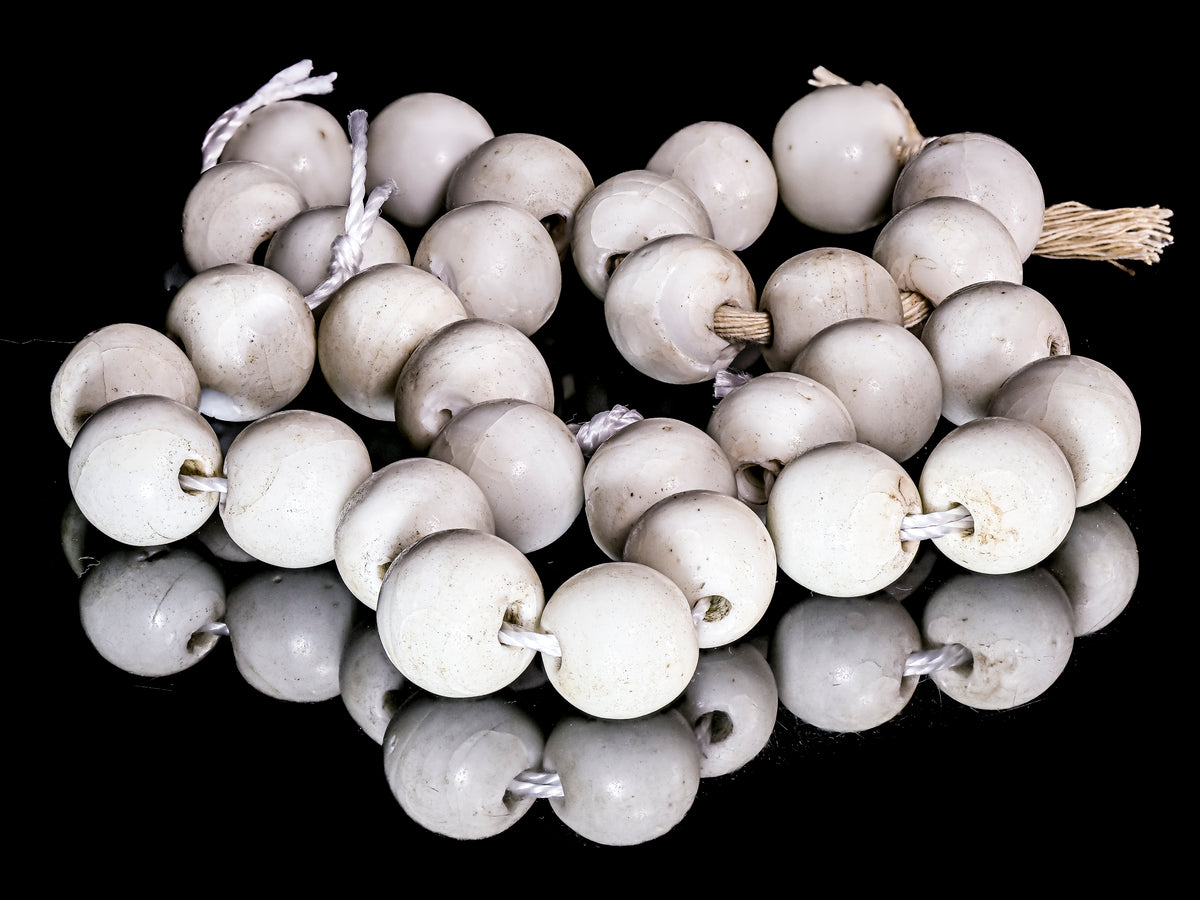 Strand of 6 Antique European Matte White Beads from the African Trade ...