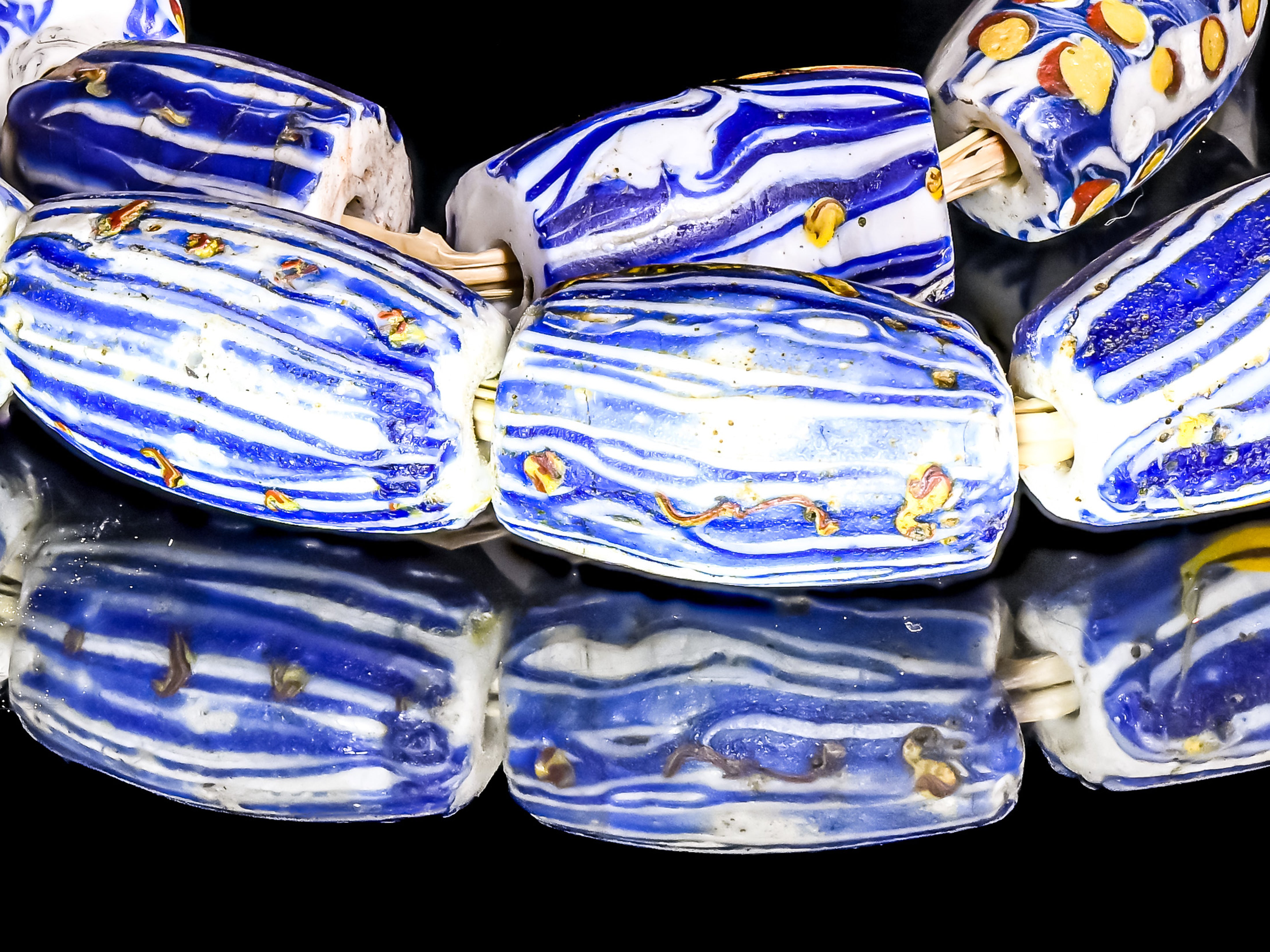 Antique Venetian Millefiori African Trade Beads Blue Fried Egg ...