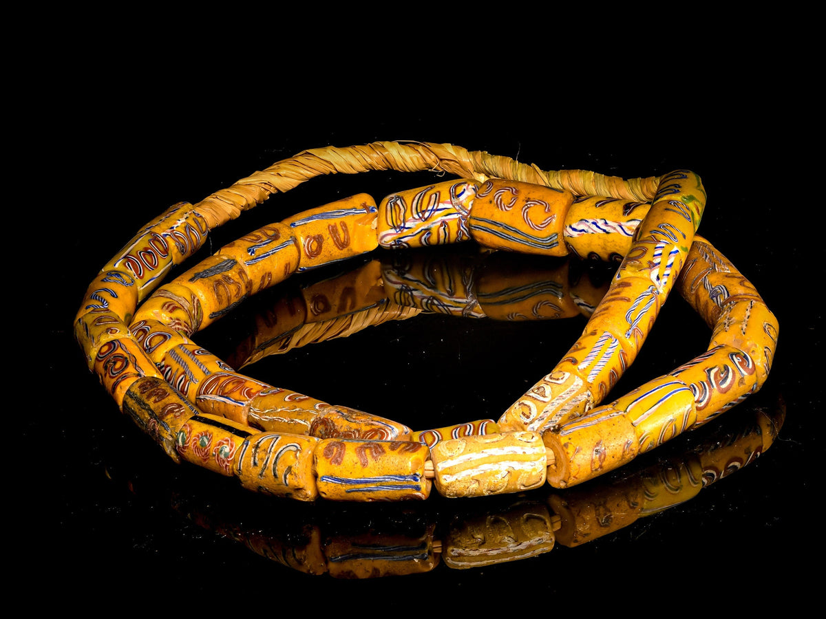 Antique Venetian Mustard Yellow African Trade Beads, Full Strand VBP17 ...